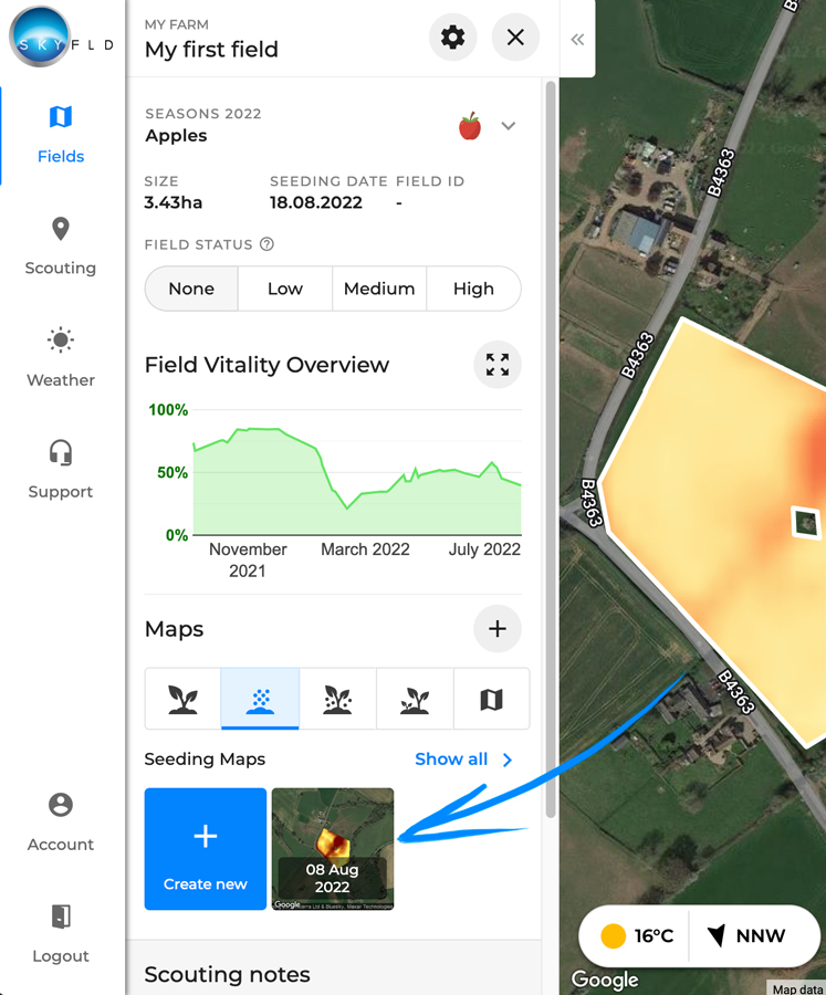 Exporting the ESRI shapefile of your field from application maps ...
